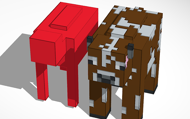 3D design Colored Minecraft Cow with filling - Tinkercad
