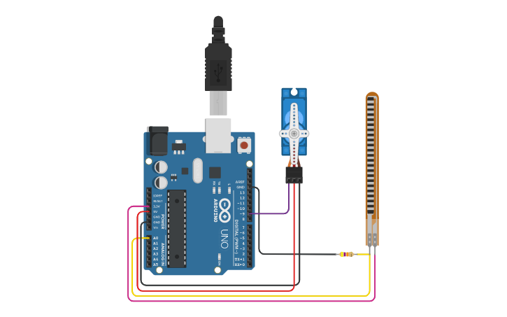 Circuit design flex servo suivi d'angle v3.0 - Tinkercad