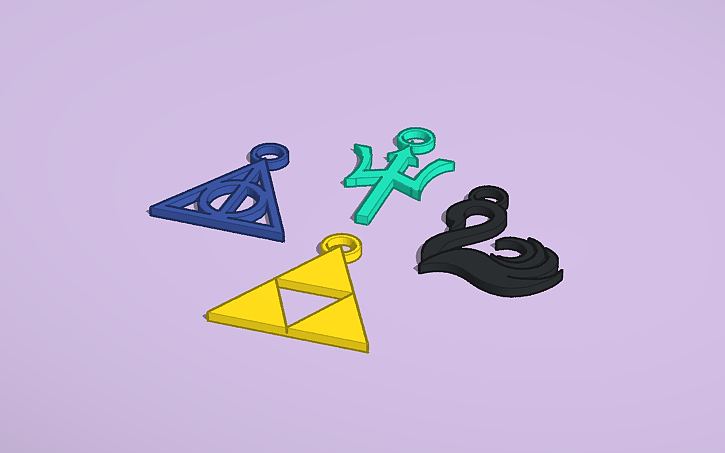 3d Design 4 Keychains Set Tinkercad