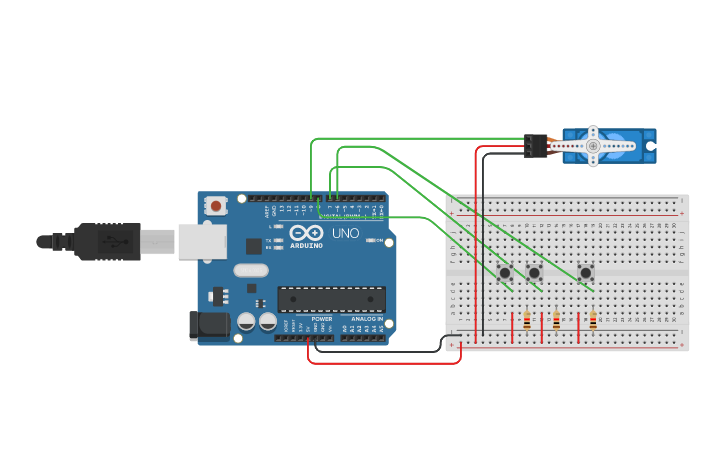 Circuit design servo com 2 botoes - Tinkercad Circuit design servo com 2 botoes - Tinkercad