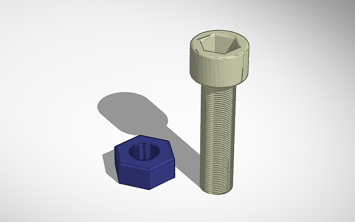 3D design M3 Screw and Nut - Tinkercad