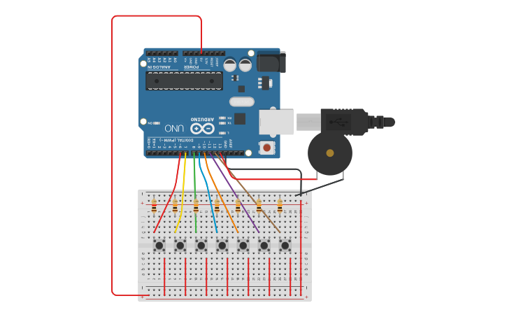 Circuit design Piano keyboard | Tinkercad