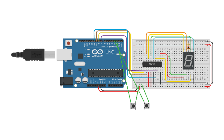 Circuit design 7seg - Tinkercad
