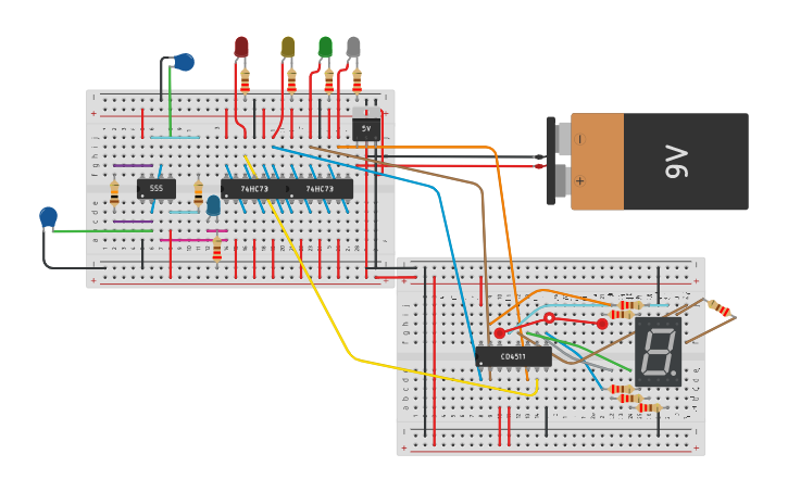 Circuit Design 4 Bit Up Counter Using J K Flip Flop With 7 Segment