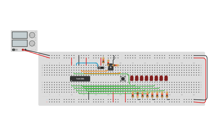 Circuit design 8-Bit Shift Register Manual - Tinkercad