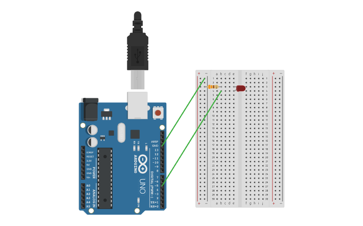Circuit design luz led, arduino - Tinkercad