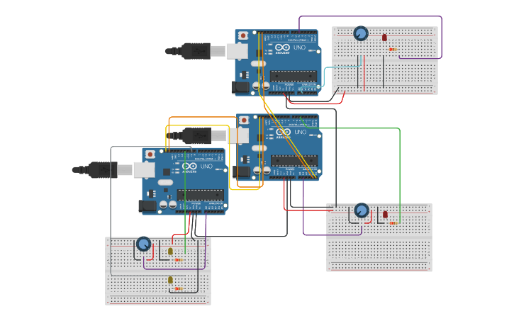 Circuit Design Arduino Maestro Esclavo Tinkercad