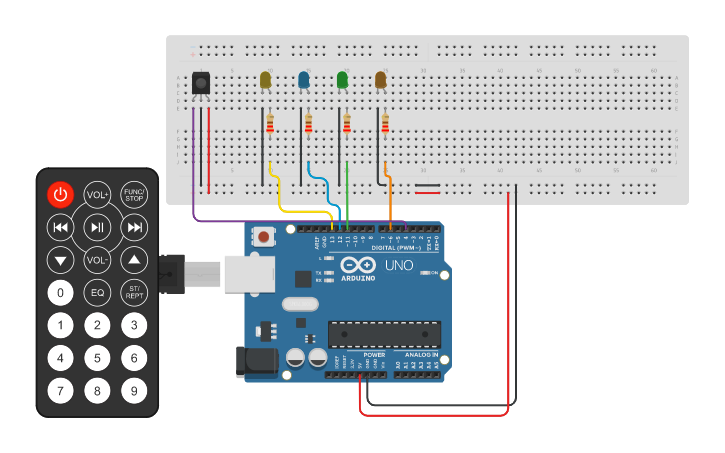 Circuit design IR Sensor and Remote | Tinkercad
