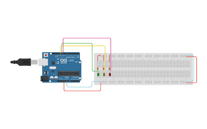 Circuit design Fading LEDs - Tinkercad