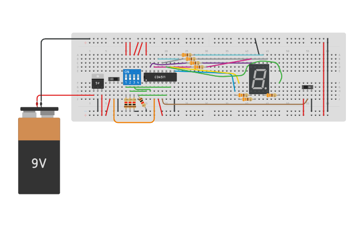 Circuit design Display 7 segmentos catodo comun con integrado 4511 - Tinkercad