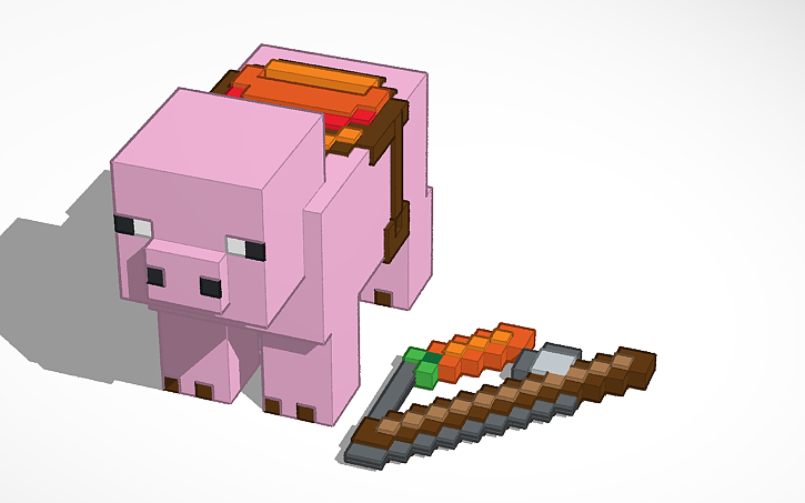 3D design minecraft Pig | Tinkercad