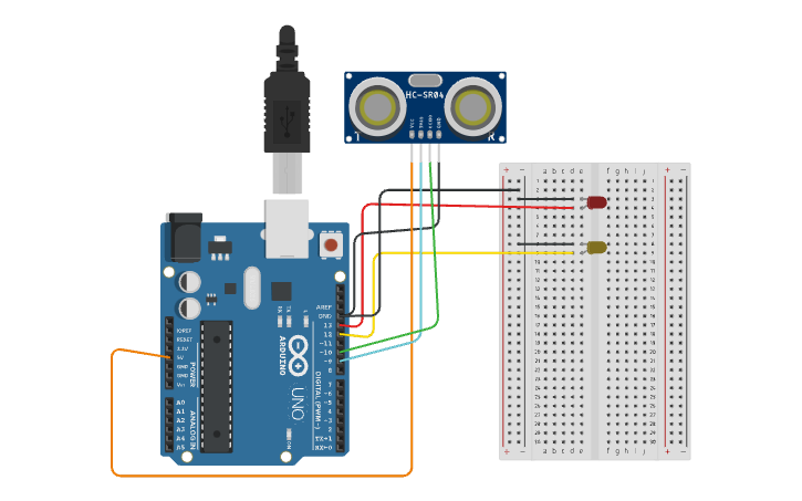 Circuit design Smart dustbin - Tinkercad