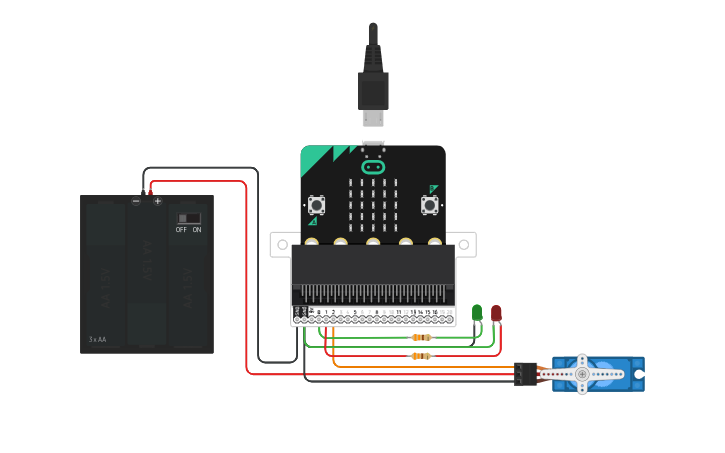 Circuit design Micro:bit + Servo - Tinkercad