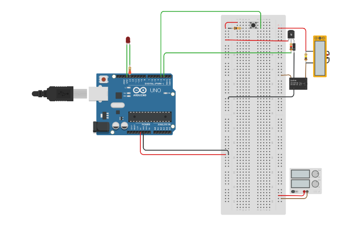 Circuit design Button Relay - Tinkercad