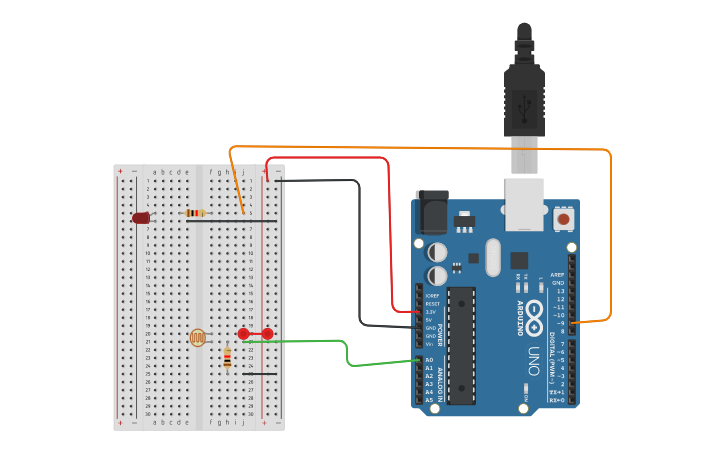 Circuit design Fotoresistencia | Tinkercad