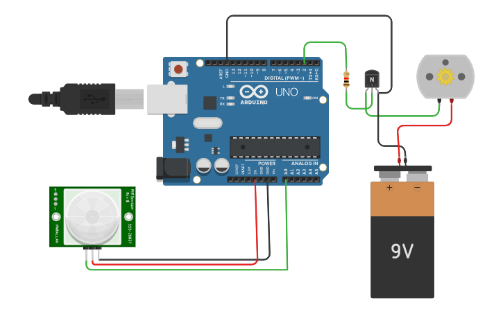 Circuit design PERSON DETECTION - Tinkercad