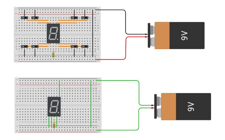 Circuit design Visualizador de 7 segmentos | Tinkercad
