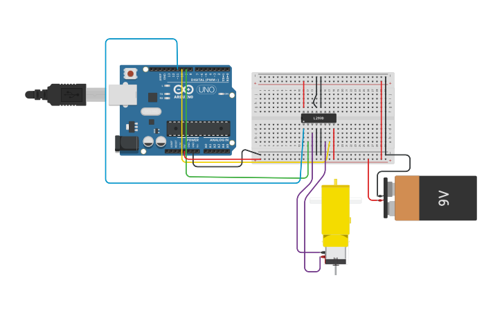 Circuit design LRB - Coding, PWM, and DC Motors - Tinkercad