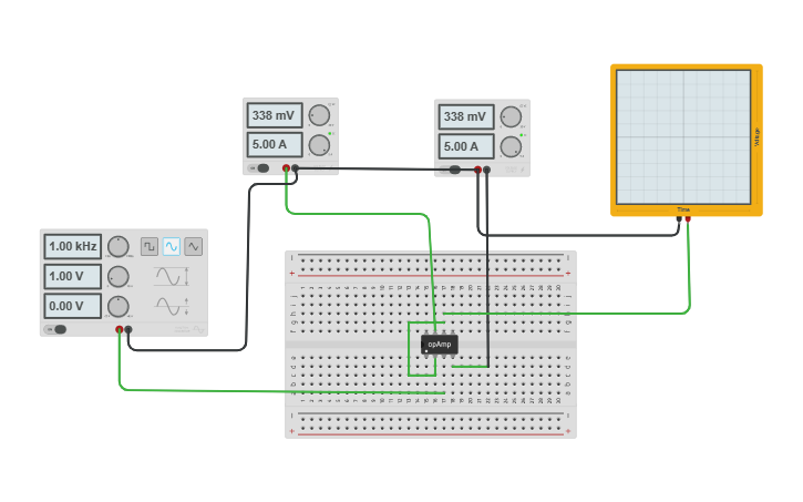 Circuit design Simulacion 3 seguidor de voltaje "AC" - Tinkercad