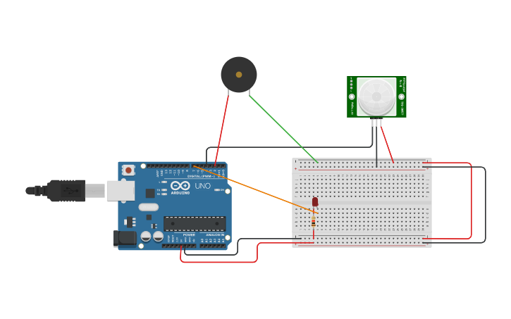 Circuit design Motion Sensor | Tinkercad