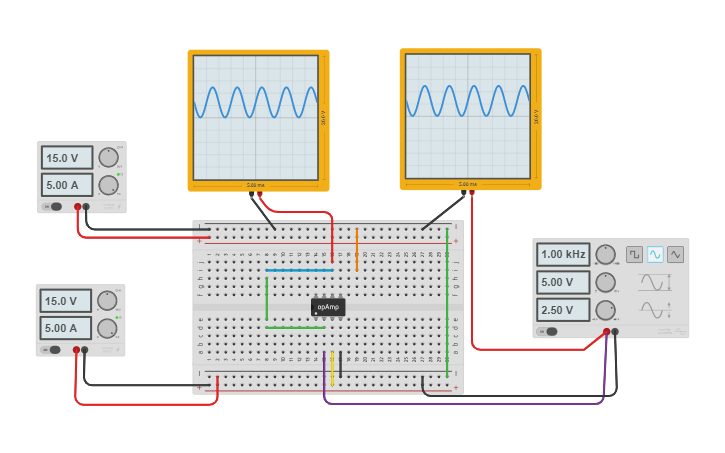Circuit design Voltage follower - Tinkercad