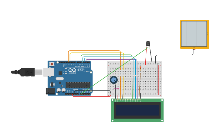Circuit design Montage 5 : TMP + LCD | Tinkercad