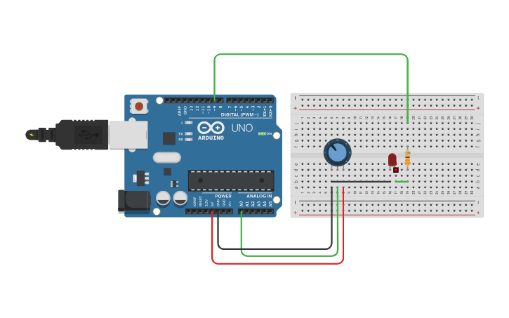 Circuit design Arduino: Lettura analogica - Tinkercad