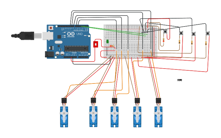 Circuit design SERVOS - Tinkercad