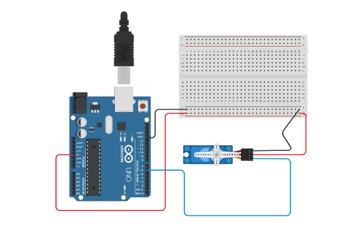 Circuit design Projeto 2.2 - Servo 9g SG90 + comando - Tinkercad