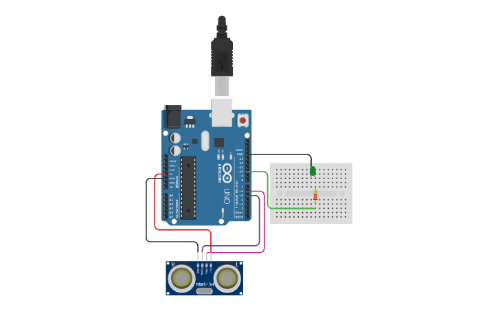 Circuit design sensor de distancia | Tinkercad Circuit design sensor de distancia | Tinkercad