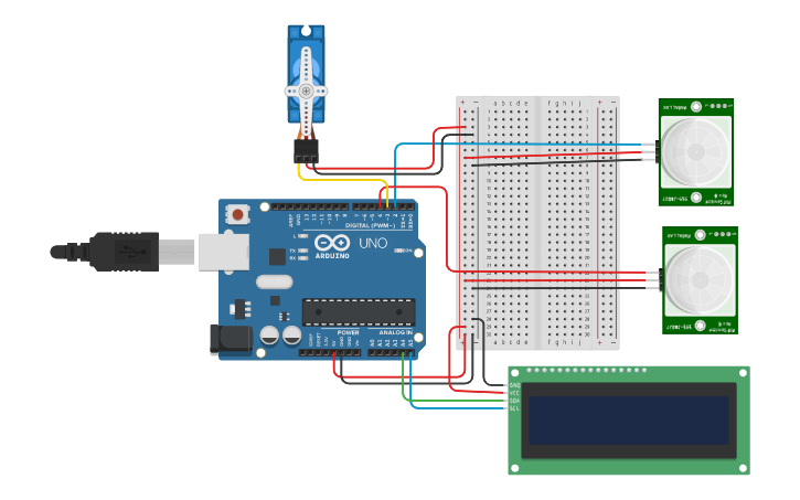 Circuit design Car Parking system - Tinkercad