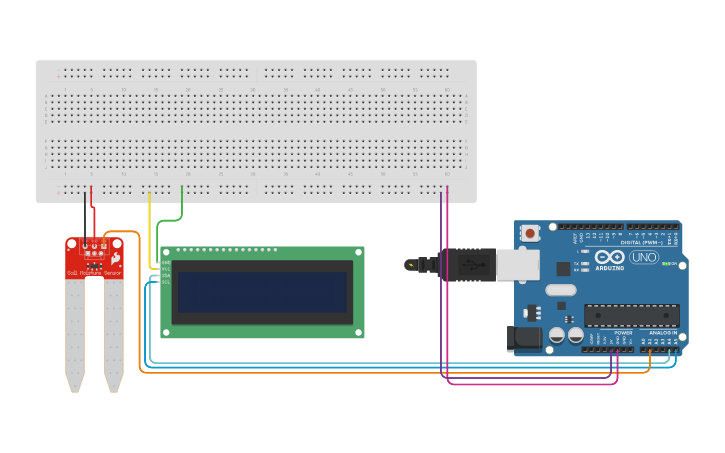 Circuit design Soil Moisture Sensor with LCD Bayawa | Tinkercad