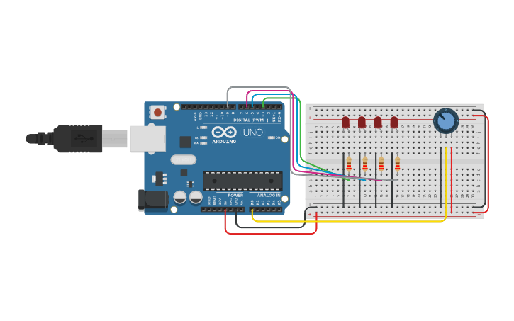 Circuit design 3A/3u_StyriLedkyJedenPotakAnalog - Tinkercad