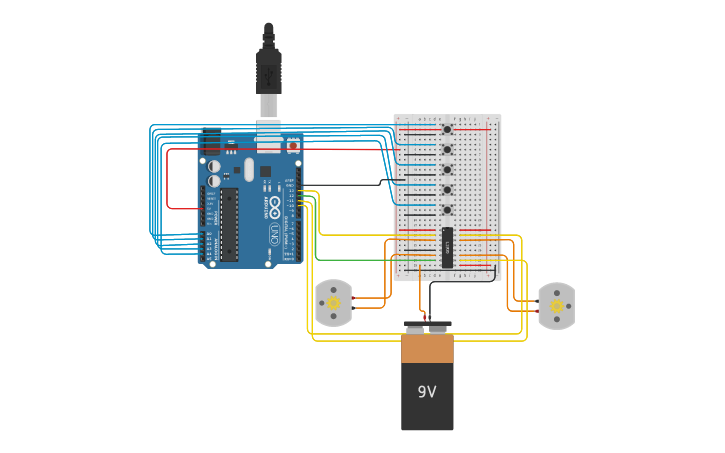 Circuit design Remote Controlled Robot | Tinkercad