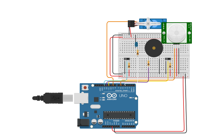 Circuit design Alarma con sensor de calor - Tinkercad