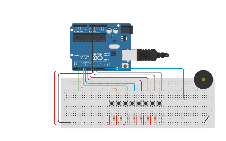 Circuit Design Arduino Piano Tinkercad