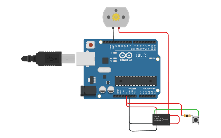 Circuit design Motor control using Relay - Tinkercad Circuit design Motor control using Relay - Tinkercad