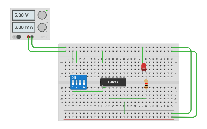 Circuit design Exp.No.2:NOT gate using NAND gate - Tinkercad