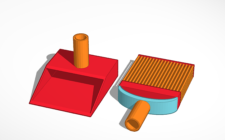 3D design broom and dustpan - Tinkercad
