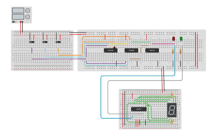Circuit design Decodifica a 7 segmenti - Tinkercad