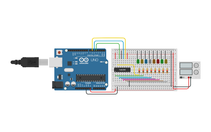 Circuit Design Shift Registor With Arduino Tinkercad 2342
