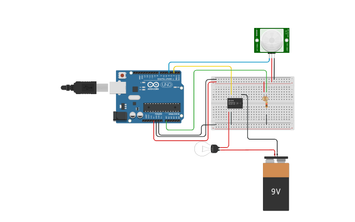 Circuit design PIR e LDR - Tinkercad