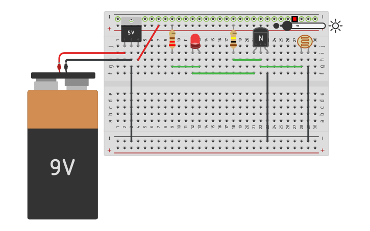 Circuit design LDR - Tinkercad