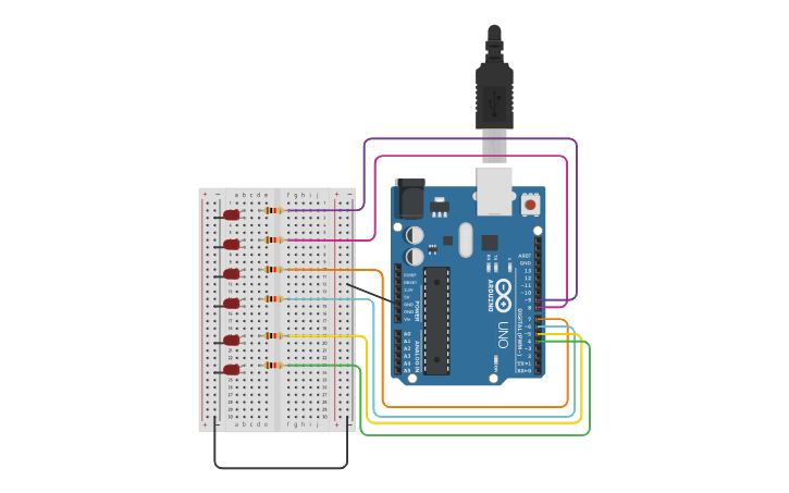 Circuit design Multiples Led - Tinkercad