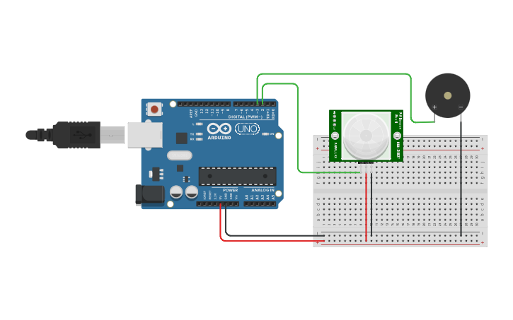 Circuit design PIR SENSOR - Tinkercad