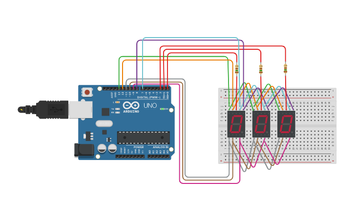 Circuit design Display counter | Tinkercad