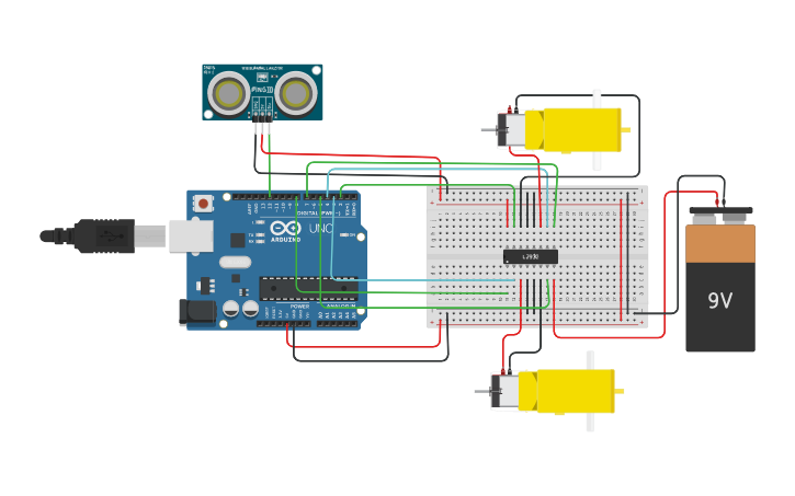 Circuit design Obstacle Avoidance Robot | Tinkercad