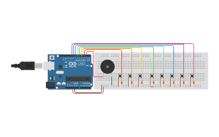Circuit design Piano - Tinkercad