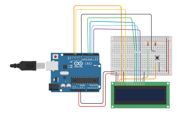 Circuit design Cronometro con tasto - Tinkercad