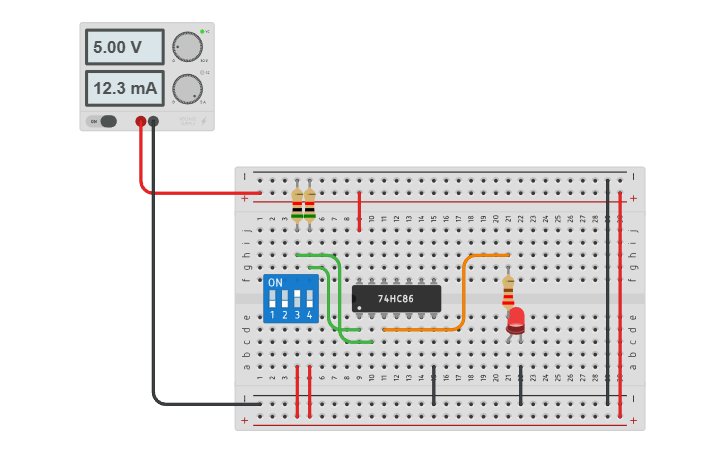 Circuit design COMPUERTA 86(XOR) - Tinkercad
